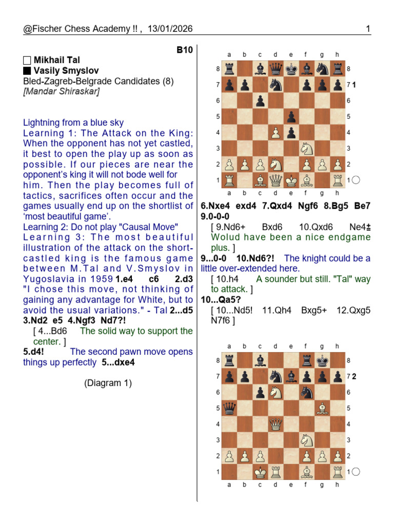 Tal vs. Smyslov: King's Attack Analysis | PDF | Abstract Strategy Games ...