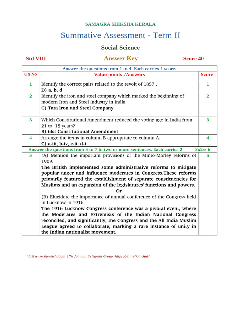 SHENIBLOG-STD VIII SOCIAL ANSWER KEY SECOND TERM 2025-EM | PDF ...