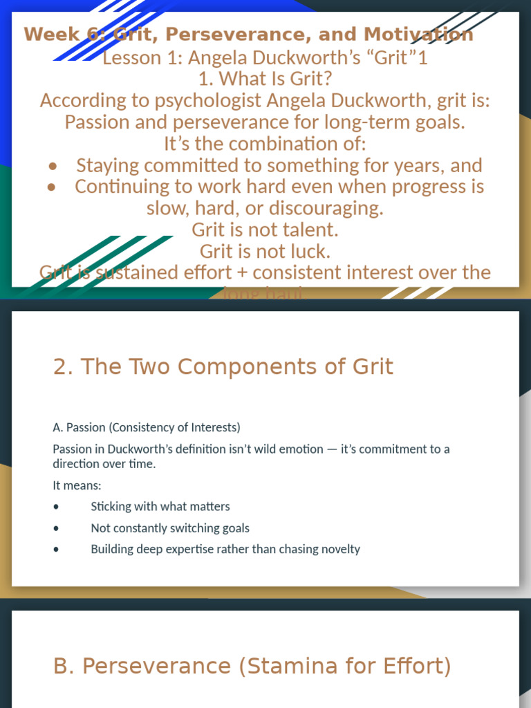 Pre Final Wk.6 Lesson 1 | PDF | Grit (Personality Trait ...