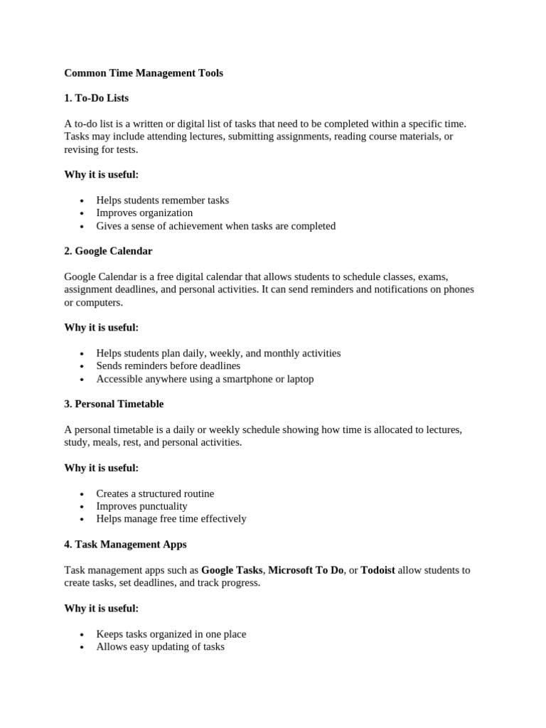 Resource 2_ Common Time Management Tools | PDF