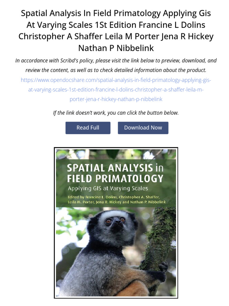 Spatial Analysis in Field Primatology Applying GIS at Varying Scales ...