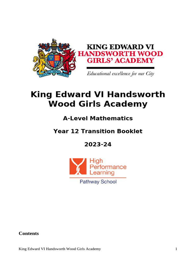 A Level Mathematics Transition Booklet | PDF | Factorization | Mathematics