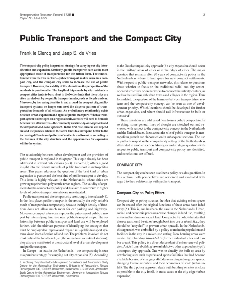 1 Transit and Compact City | PDF | Public Transport | City