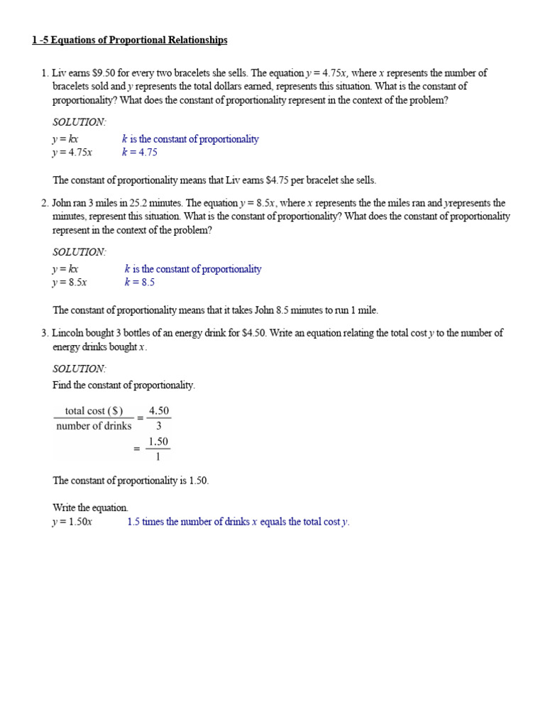 Proportional Relationships and Equations | PDF | Equations | Mathematics
