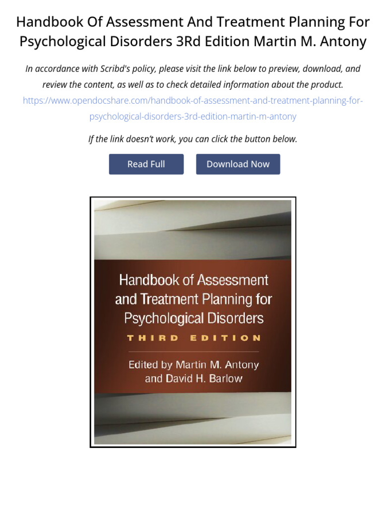 Handbook of Assessment and Treatment Planning for Psychological ...