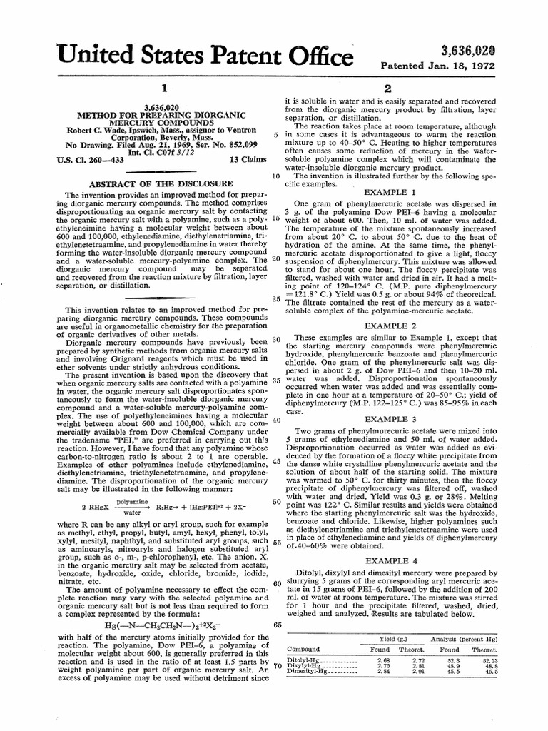 Method for Preparing Diorganic Mercury Compounds | PDF | Salt ...