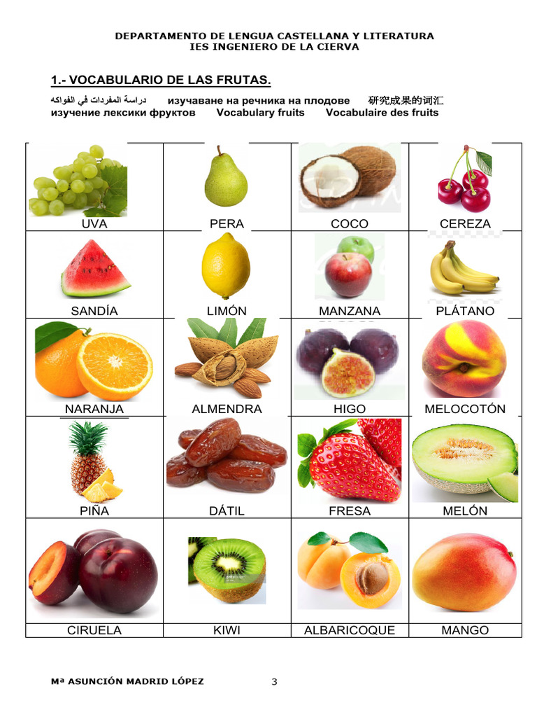 Fruta Vocabulario | PDF