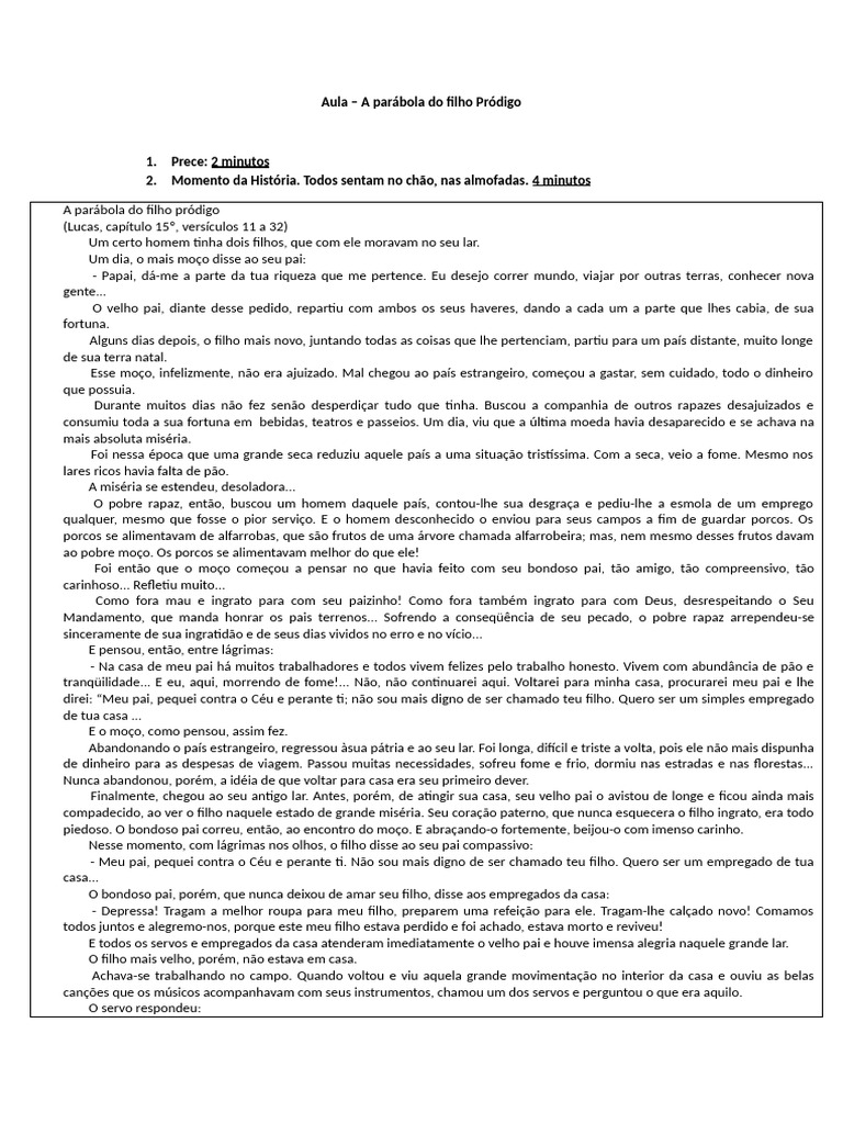 Aula - Parabola Do Filho Prodigo | PDF