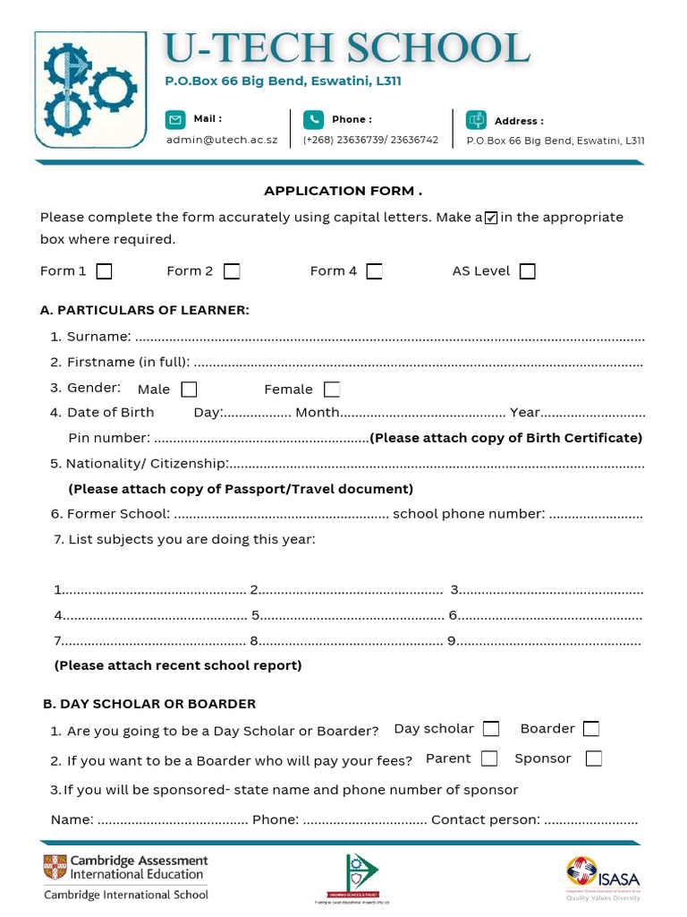 Application Form 2025 UTECH | PDF