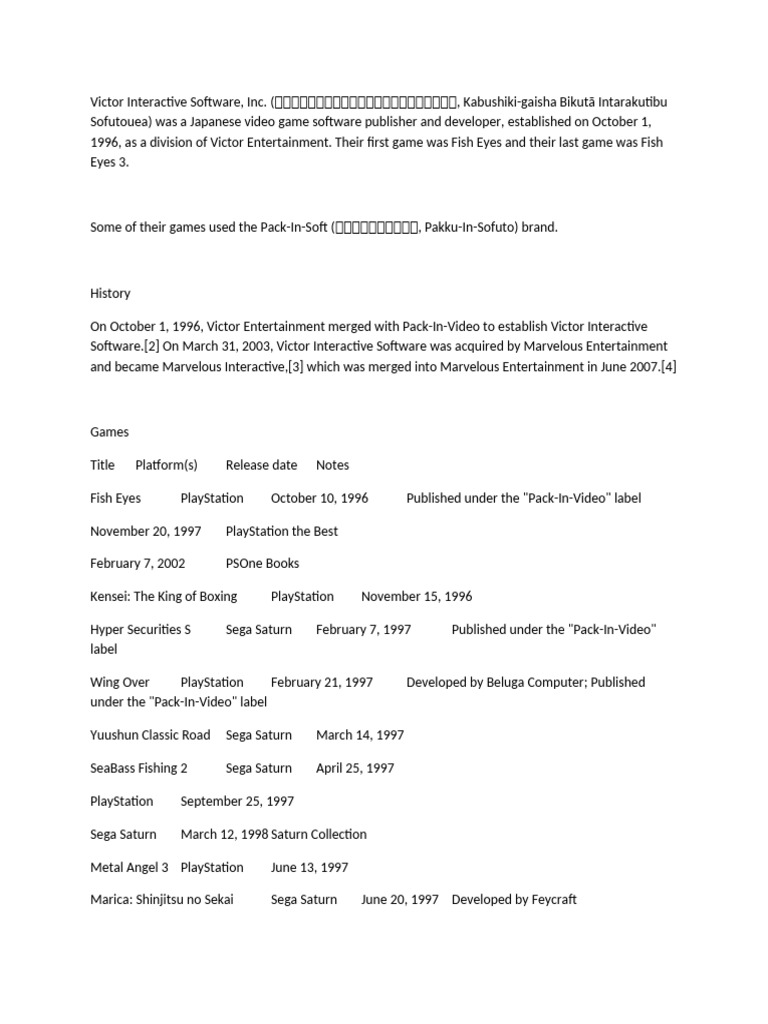 Victor Interactive Software Overview | PDF | Video Game Platforms ...