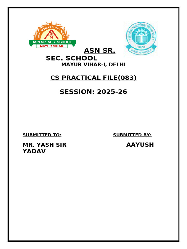 CS Practical File 2025 - Copy | PDF