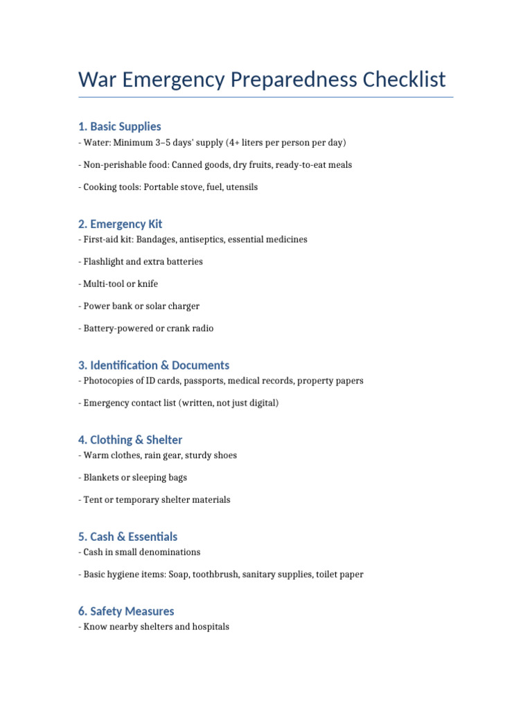 War Emergency Preparedness Guide | PDF
