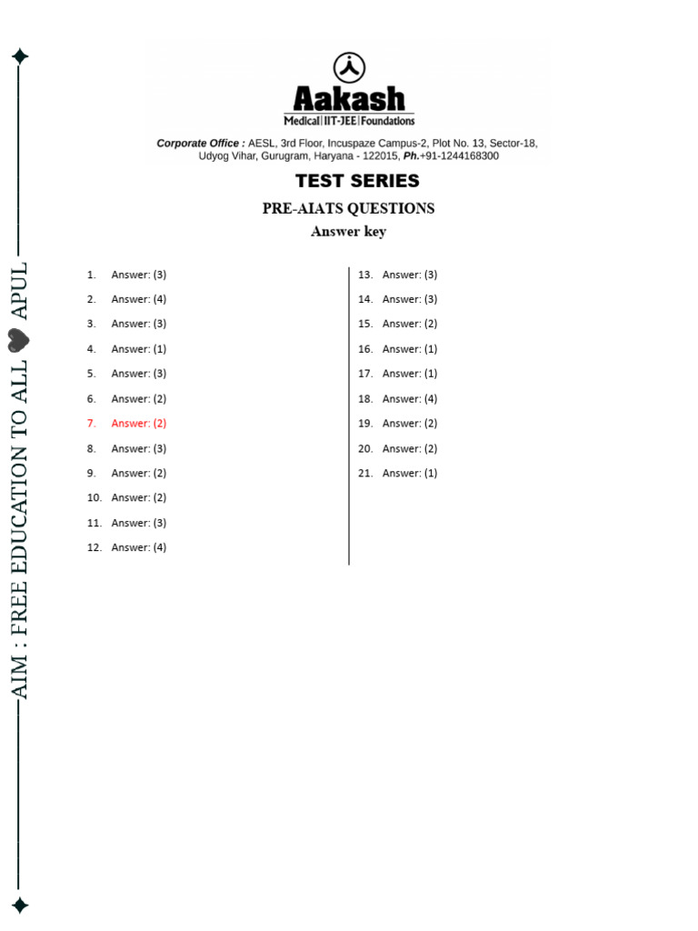 Chemistry PYQ Answer Key | PDF | Chess | Chess Theory