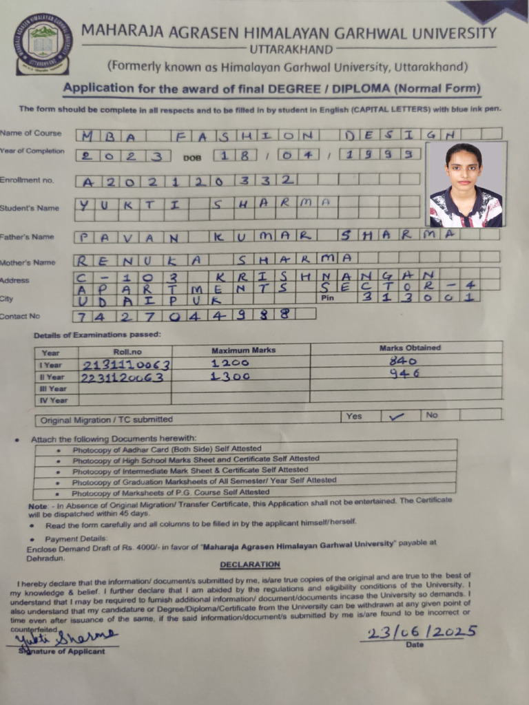 MBA Degree Application Form Guide | PDF | Cognition