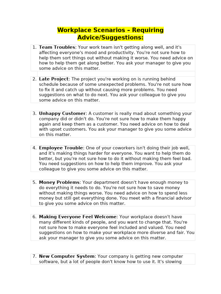 Workplace Scenarios | PDF