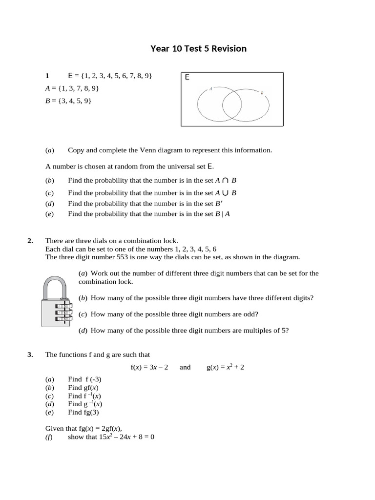 Year 10 Test 5 Revision and Answers (2) | PDF | Chess Openings | Chess