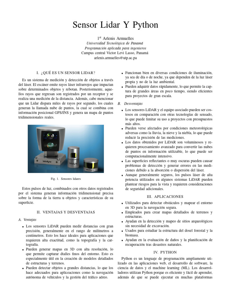 Sensor Lidar | PDF | Lidar | Navegación