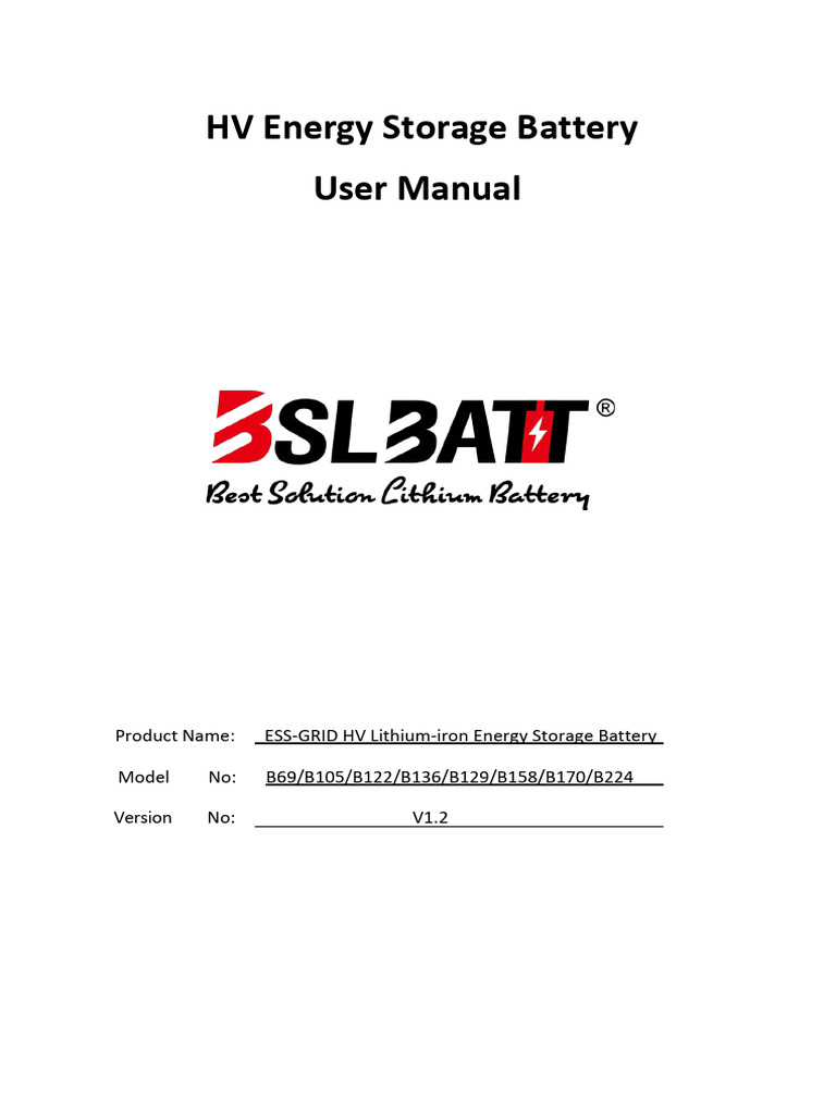 HV Energy Storage Battery User Manual | PDF | Photovoltaics | Power ...