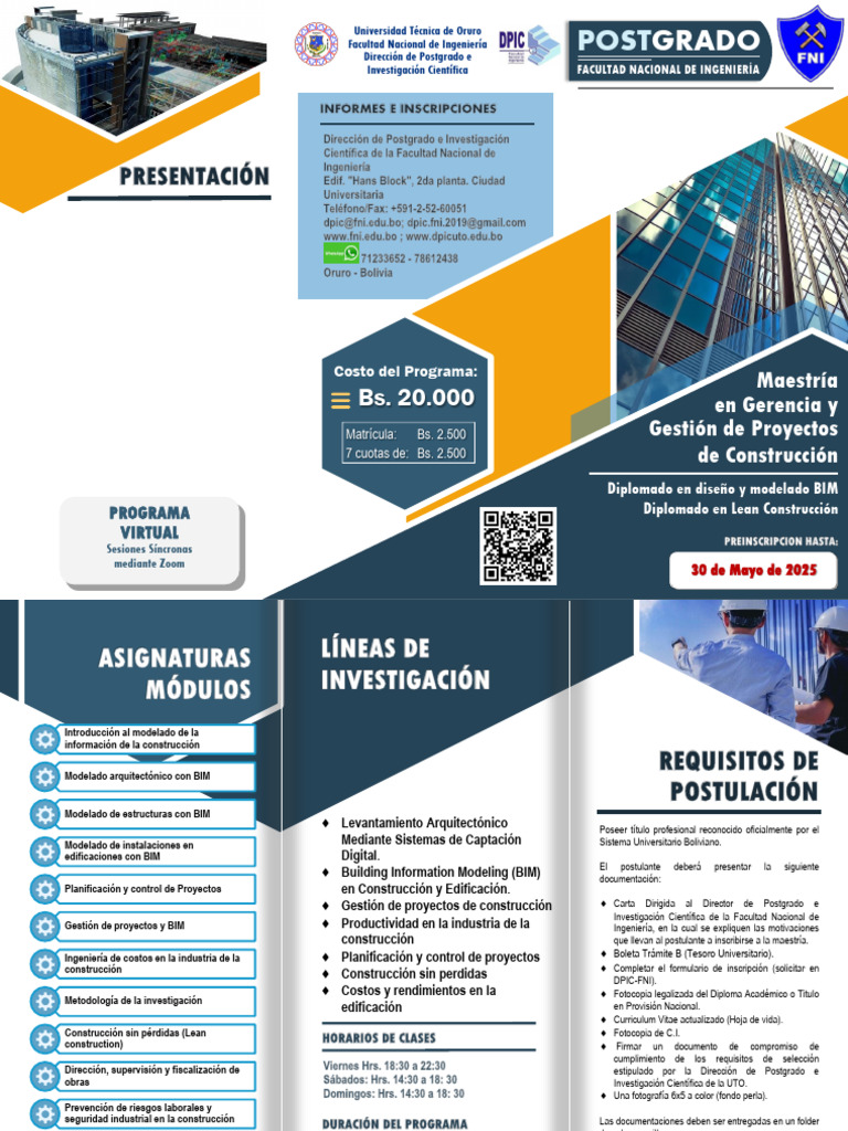 Triptico - Maestría en Gerencia y Gest de Proy Constr 2025 (1) | PDF | Gestión de proyectos ...