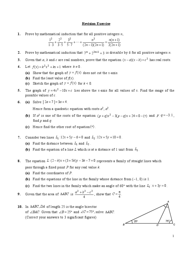 S5 Mathematics Revision Exercises | PDF | Sine | Trigonometric Functions