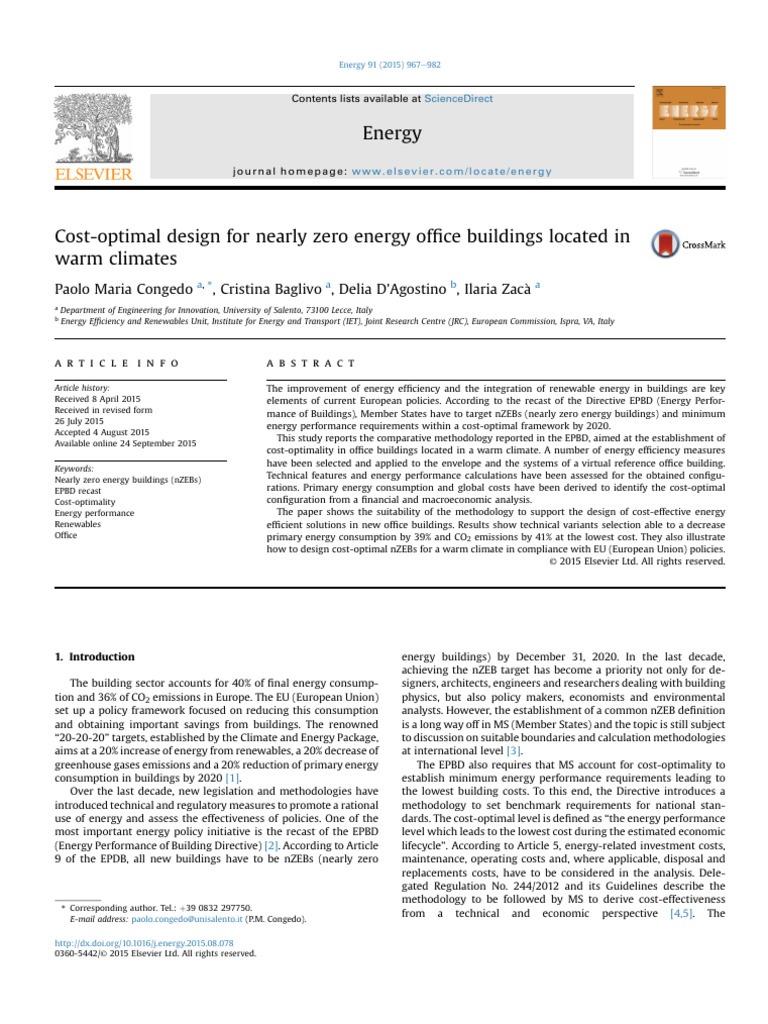 Cost-optimal Design for Nearly Zero Energy Office Buildings Located in ...