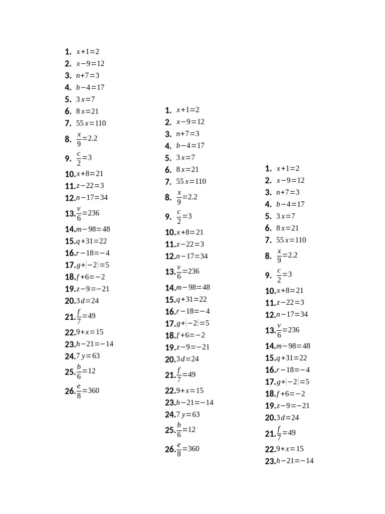 Algebraic Equations Practice Set | PDF