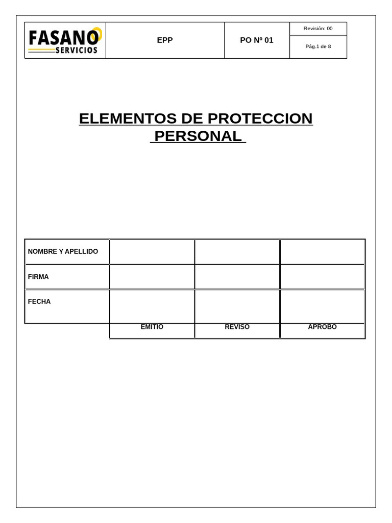 PO-01- Elementos de proteccion personal | PDF | ruido | Guante