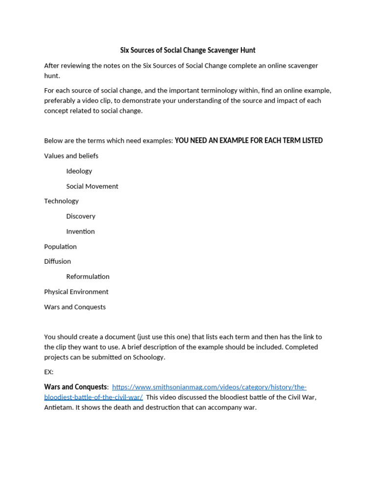 Social Change Scavenger Hunt Guide | PDF | Ideologies