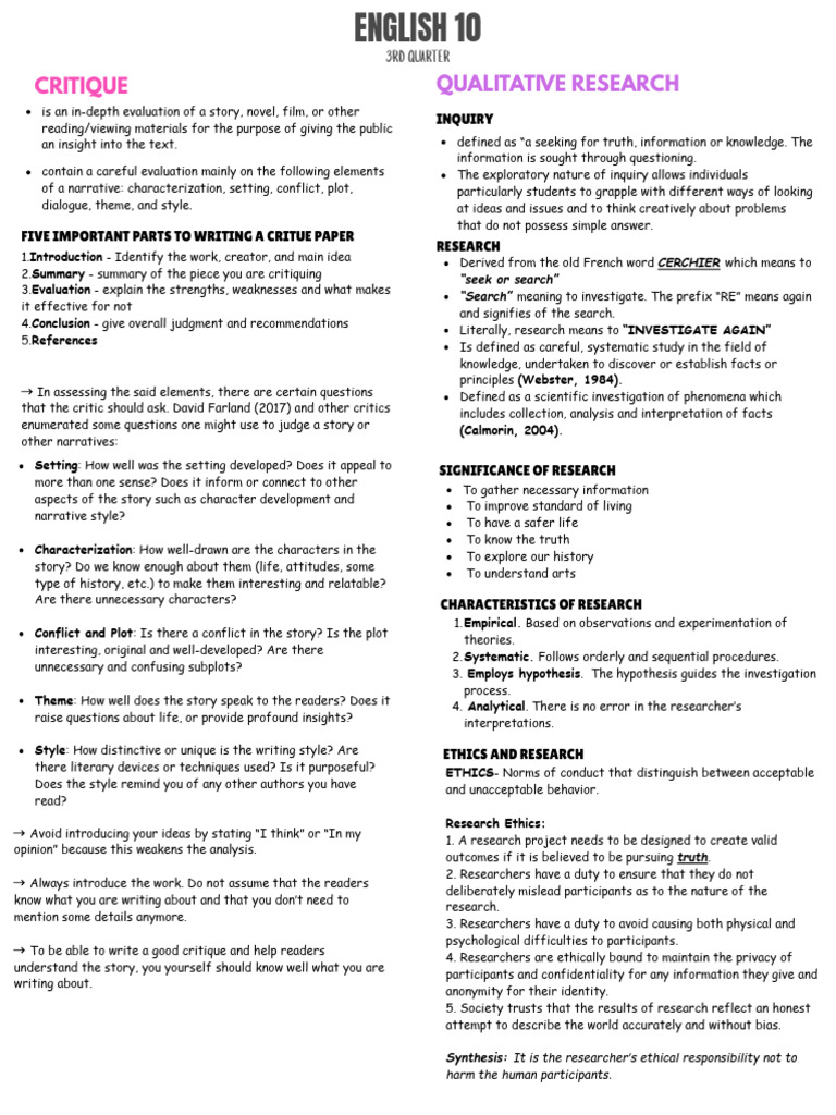English Reviewer (3rd QRT) - Jezea | PDF | Evaluation | Qualitative ...