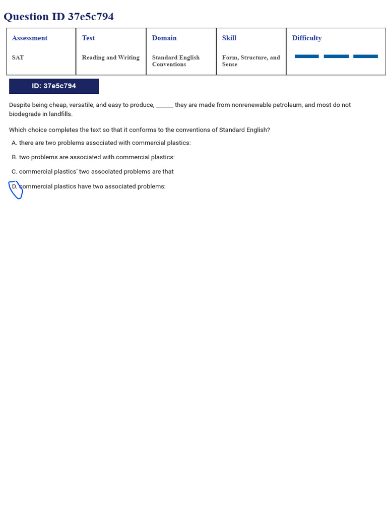 SAT Digital - Hard - For Practice | PDF