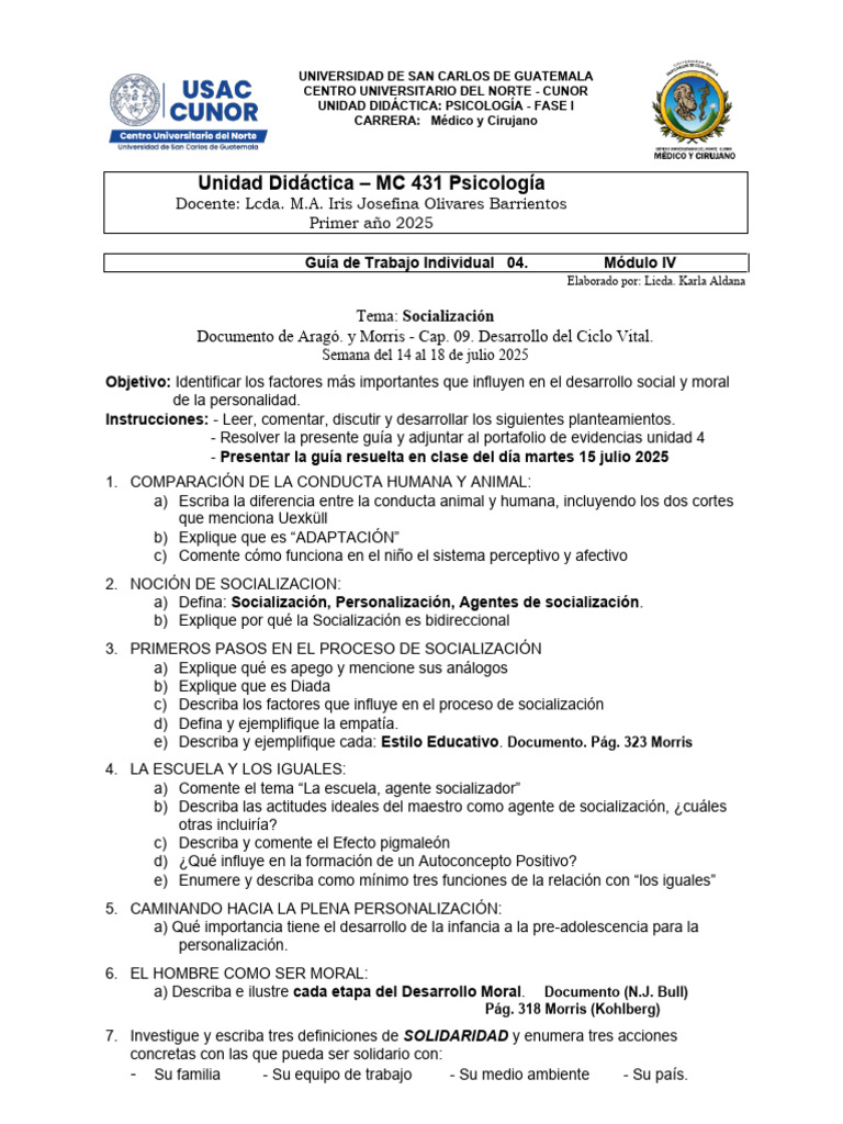 Guía 04. El hombre como ser social-moral. Individual | PDF ...
