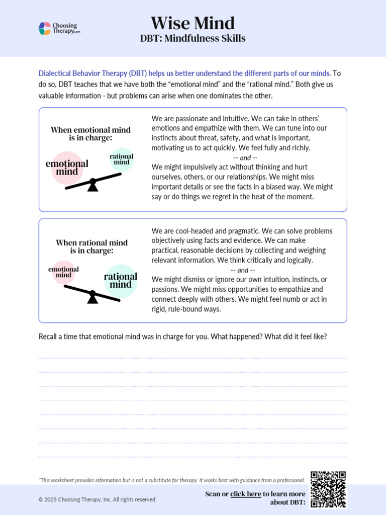 Wise Mind Worksheet | PDF | Mind | Mental Health