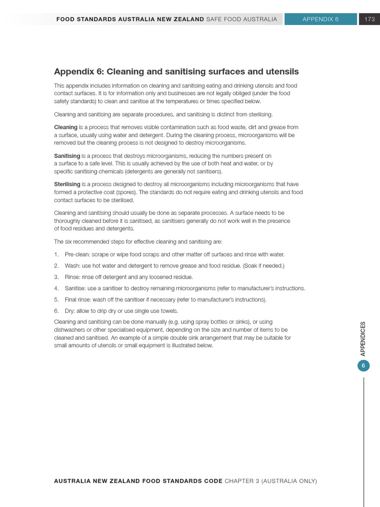 Appendix 6 - Cleaning and Sanitising Surfaces and Utensils | PDF ...