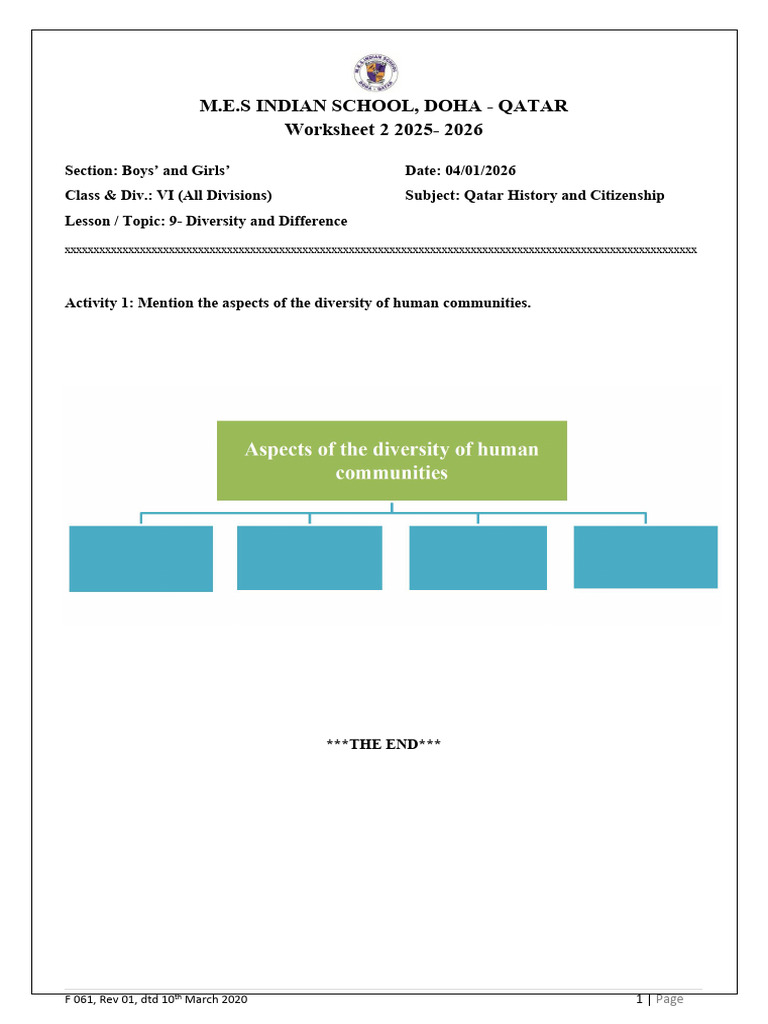 Qatar History Worksheet on Diversity | PDF