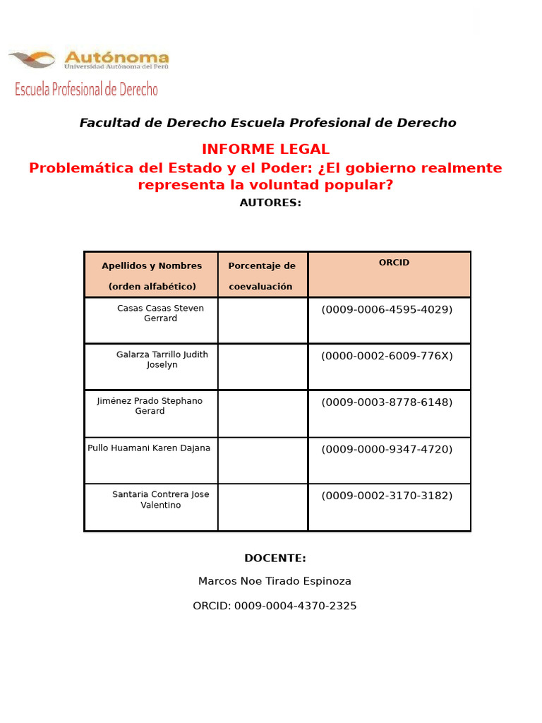 MODELO DE INFORME LEGAL 25.04.25 | PDF | Democracia | Ideologías políticas