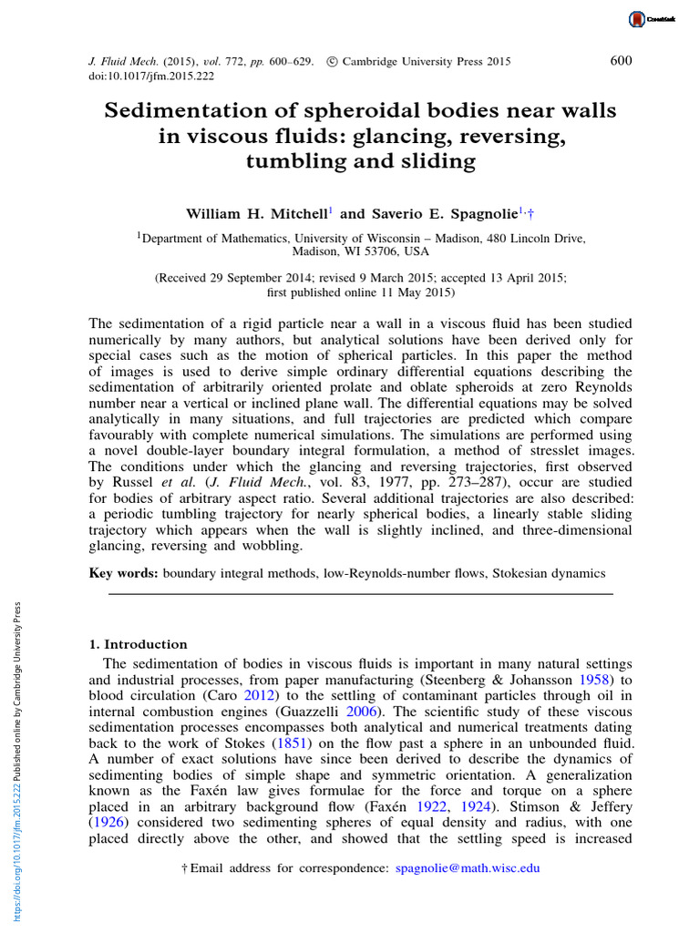 Sedimentation of Spheroidal Bodies Near Walls in Viscous Fluids ...