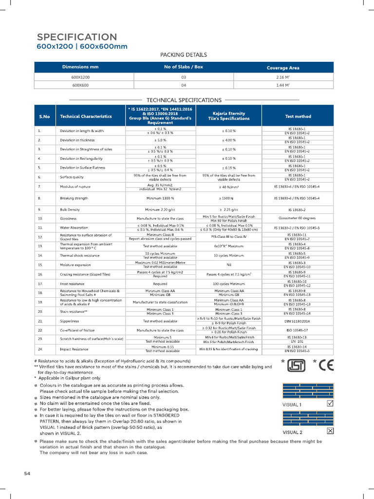 Tile Specification: Sizes & Variations | PDF