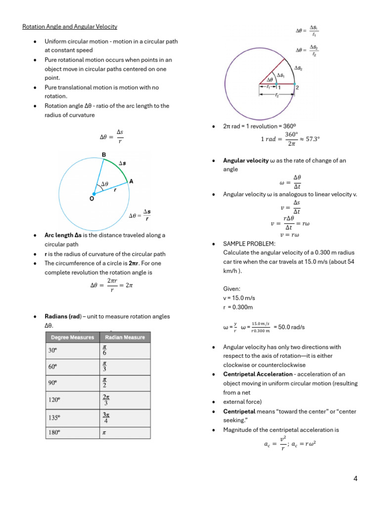 Angular Motion and Centripetal Force | PDF | Force | Angle