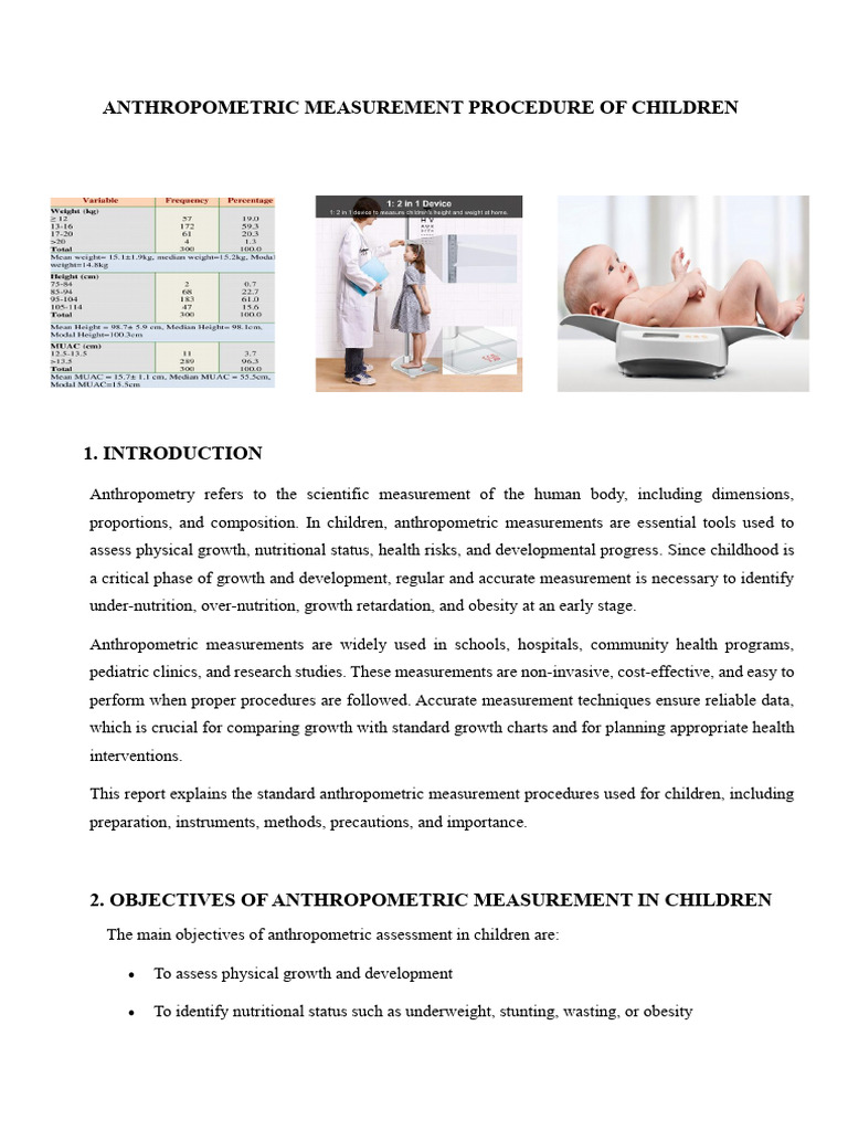 Children's Anthropometric Measurement Guide | PDF | Anthropometry ...