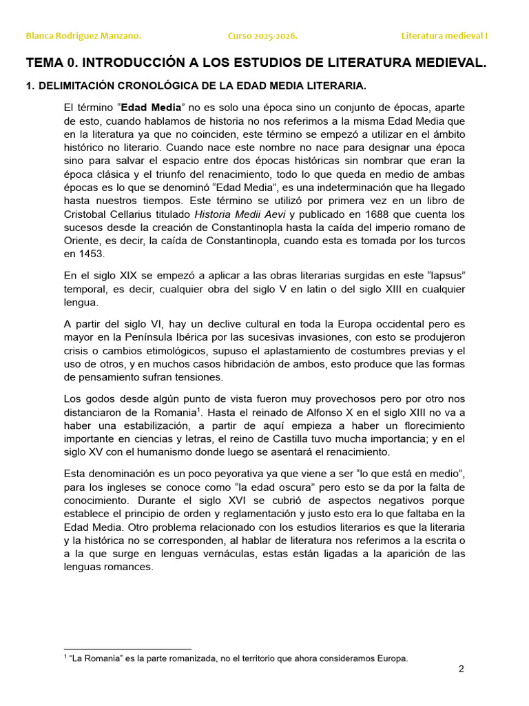 Tema 0. Literatura medieval | PDF | Edades medias | España