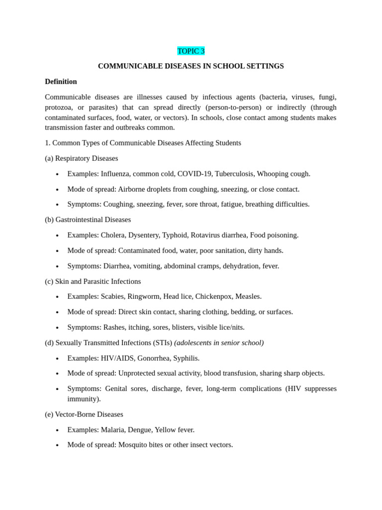 Topic Three | PDF | Infection | Human Diseases And Disorders