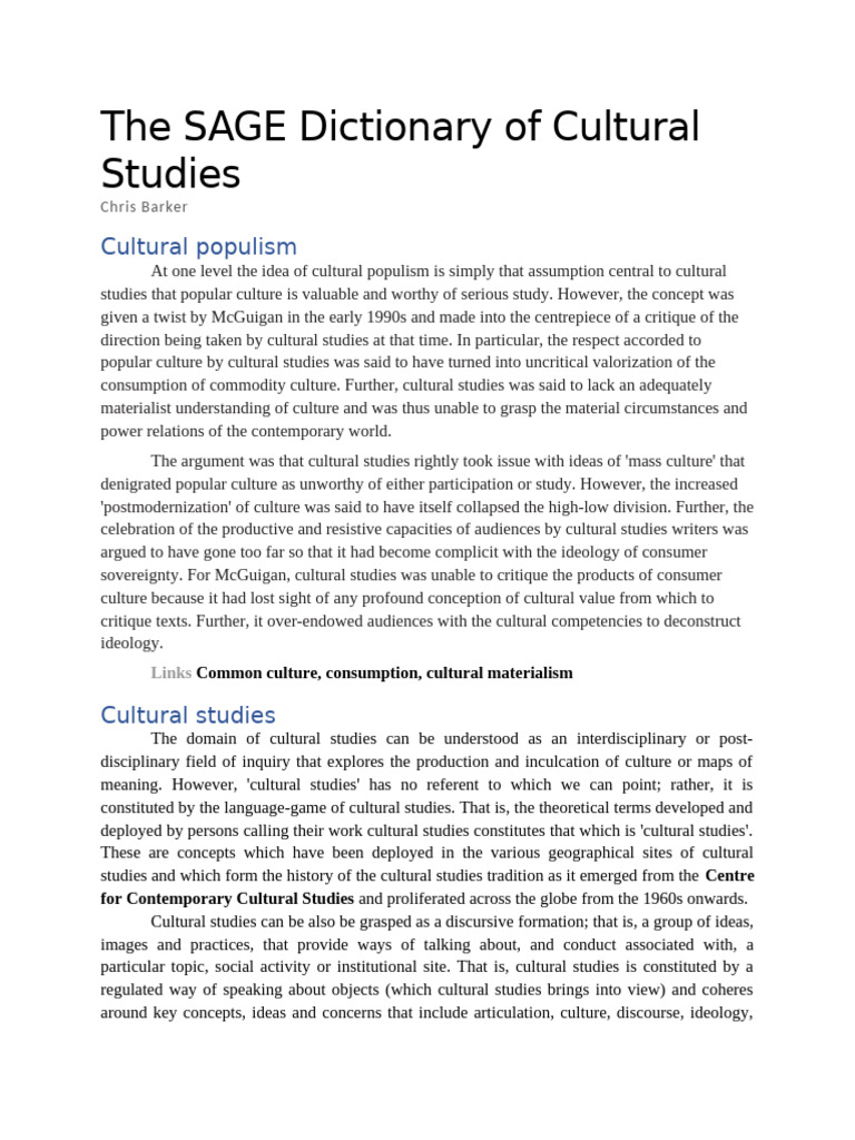 1.2. Barker, Chris | PDF | Cultural Studies | Liberal Arts Education