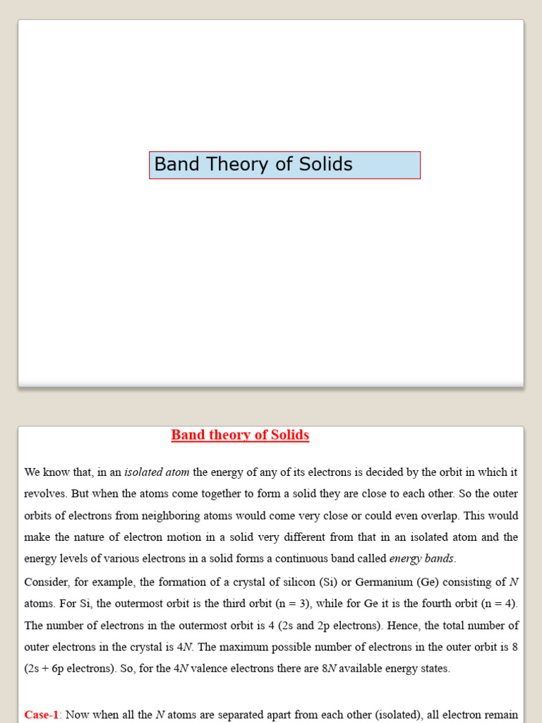 Understanding Band Theory of Solids | PDF | Electrical Resistivity And ...