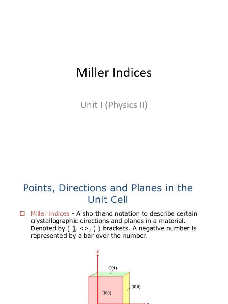 Miller Indices | PDF | Physical Sciences | Applied And ...