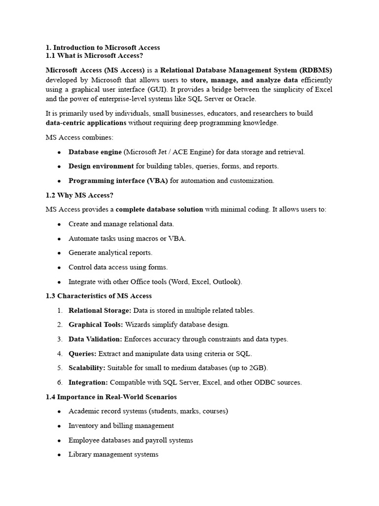 Unit 5.docx | PDF | Microsoft Access | Relational Database