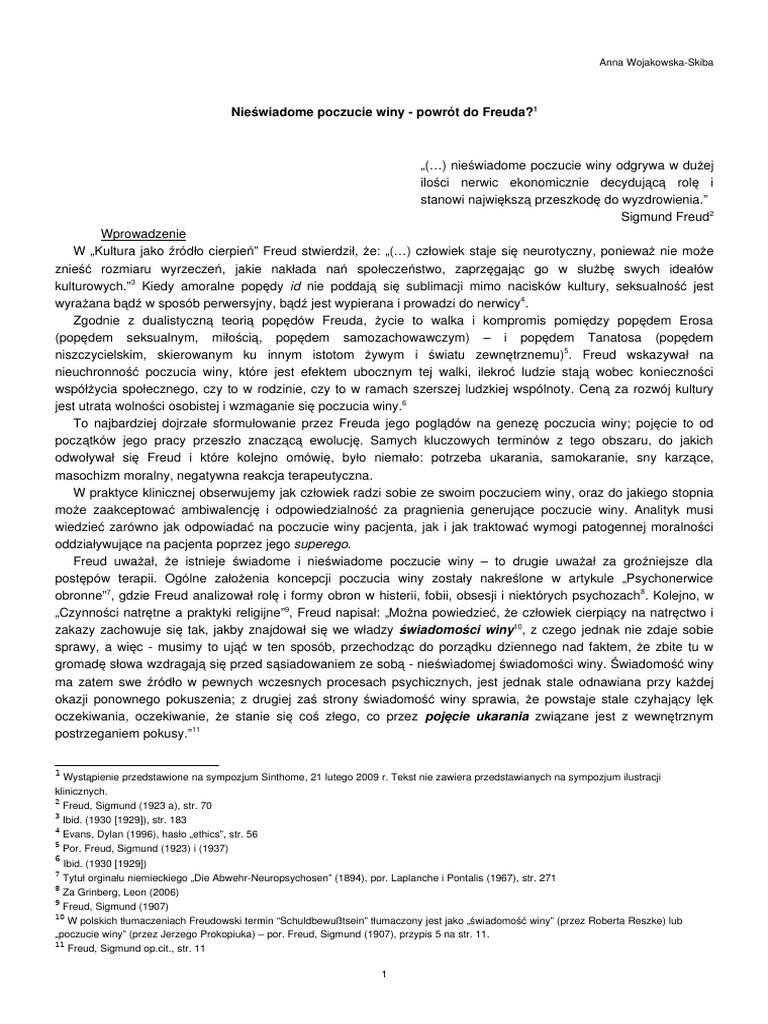 Freud - Nieświadome Poczucie Winy | PDF