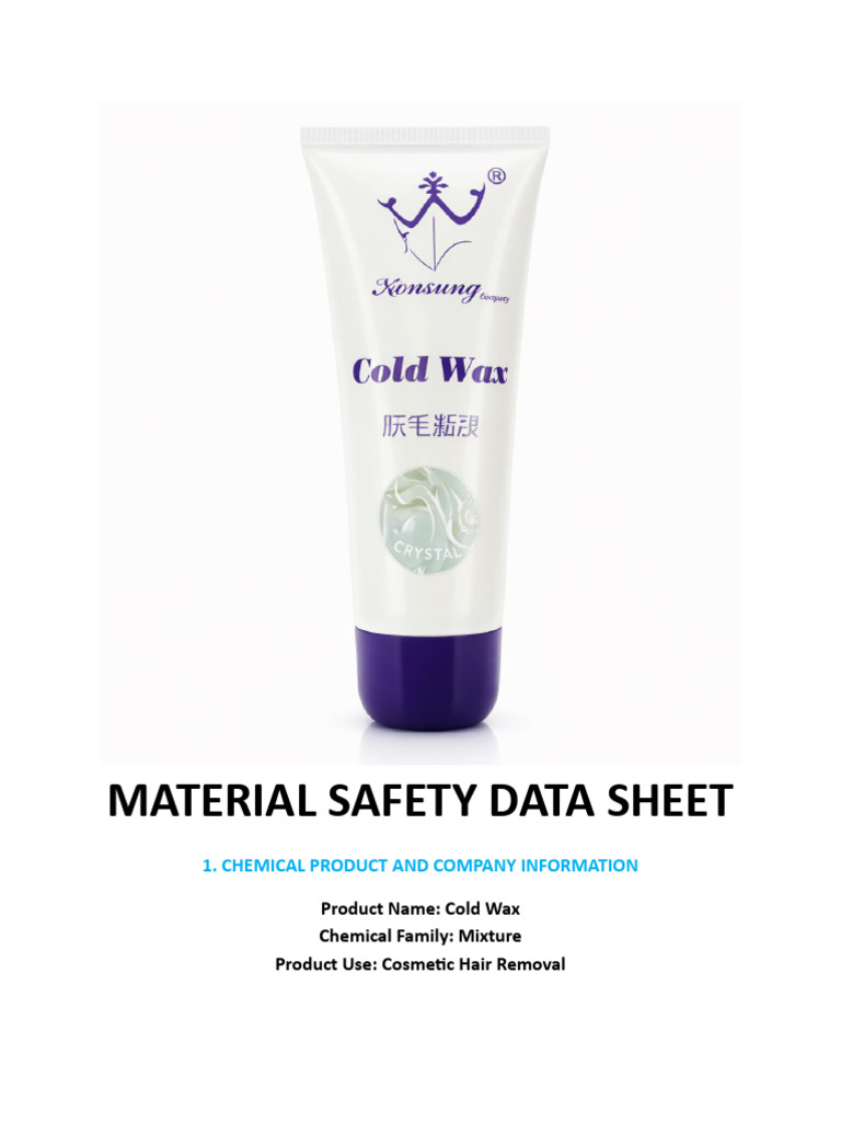 Cold Wax MSDS for Cosmetic Use | PDF | Perfume | Occupational Safety ...