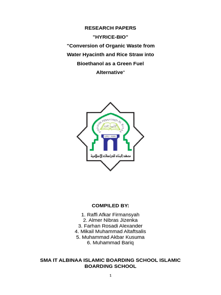 Conversion of Organic Waste from Water Hyacinth and Rice Straw into ...