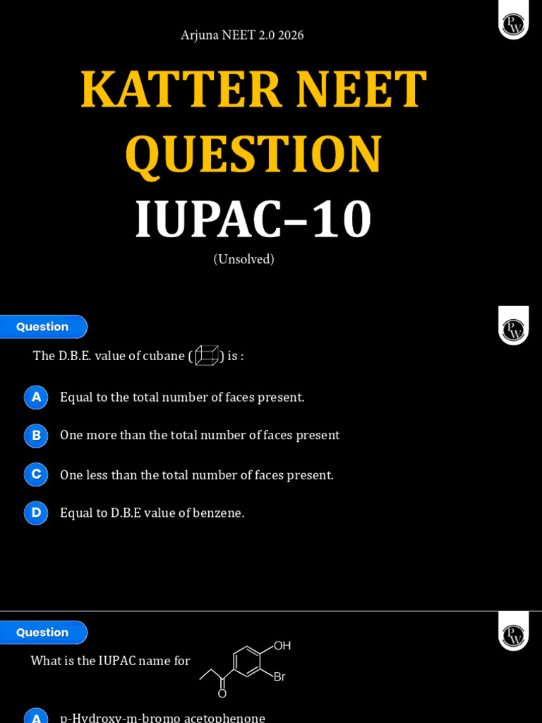 NEET 2026 IUPAC Naming Practice Questions | PDF | Functional Group ...
