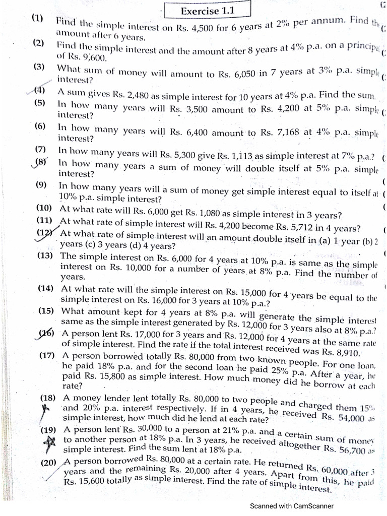 Simple and Compound Interest Questions | PDF